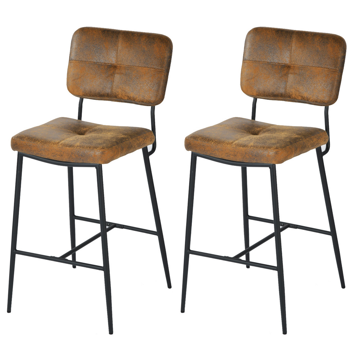 Set of 2 industrial bar stools with suede back - INDEPENDENCE BAR ...
